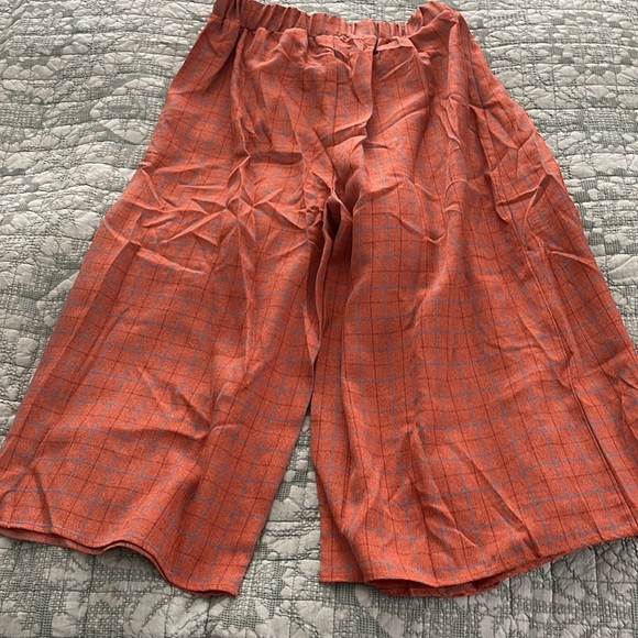 Umgee | Pants & Jumpsuits | Umgee Womens Orange High Rise Plaid Pleated ...